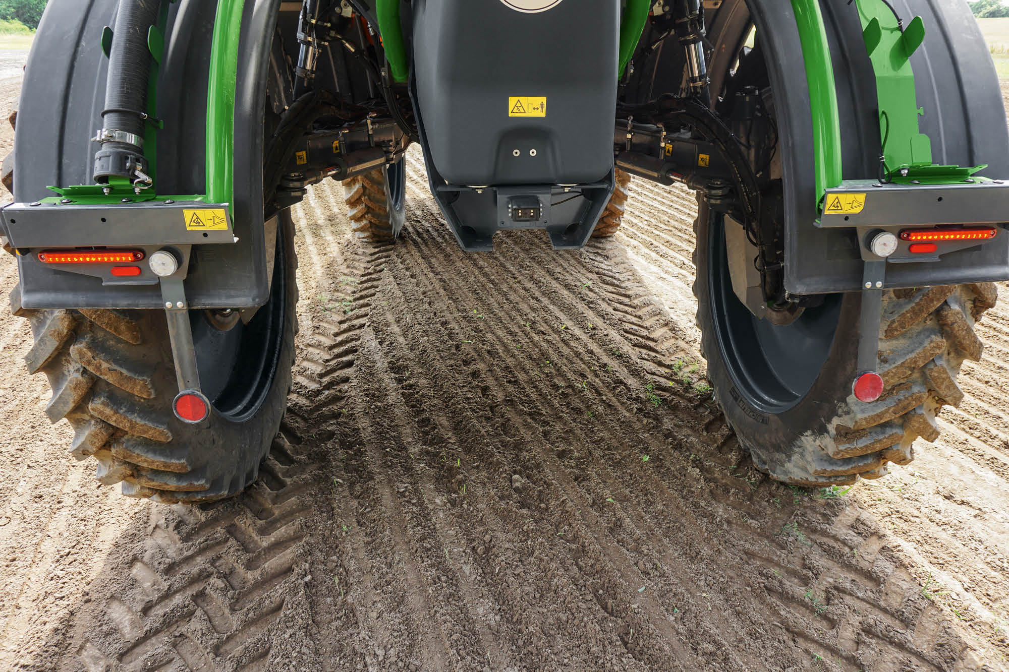 Offset track driving protects plants and soil