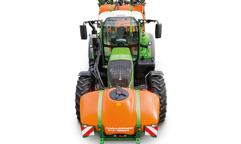 Front tank system for UF mounted sprayers
